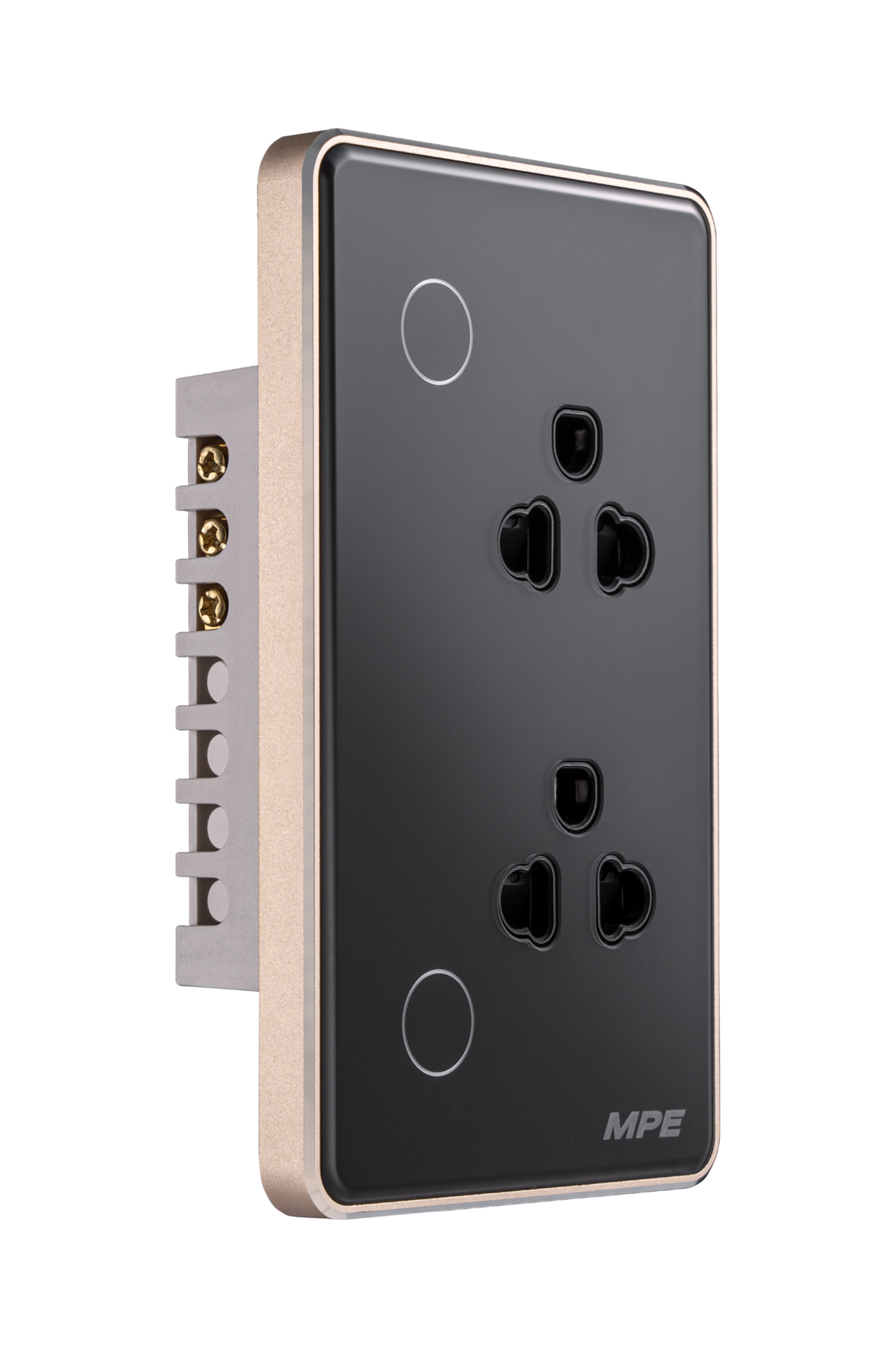 Double 3-pin Socket Black Body Gold Border Wifi Control SOB2/SC