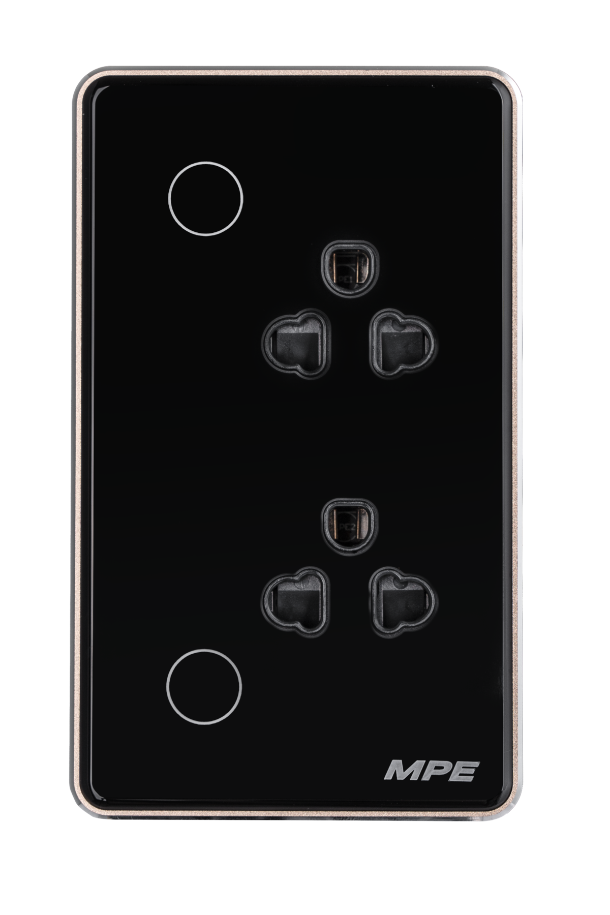 Double 3-pin Socket Black Body Gold Border Wifi Control SOB2/SC